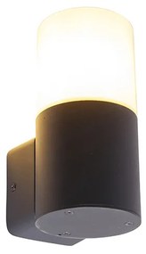 Moderní venkovní nástěnná lampa černá s opálovým odstínem IP44 - Odense