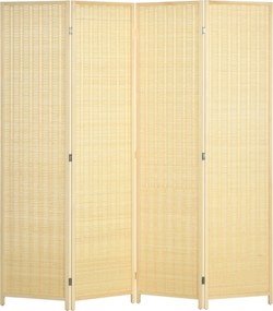 HOMCOM 4-panelový paravan 180 x 180 cm z bambusu, skládací akustický paravan do obývacího pokoje, přírodní | Aosom