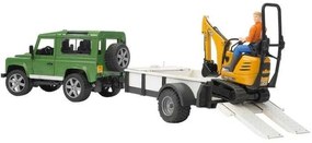 Bruder LAND ROVER + přepravník, mikrobagr JCB