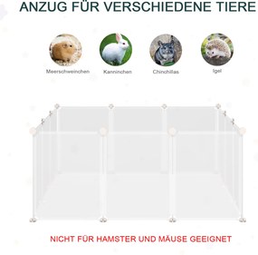 Výběh PawHut pro volný výběh DIY síťový výběh pro malá zvířata 105x105x45cm 12 panelů bílý pro vnitřní i venkovní použití | Aosom.de