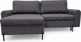 Rohová rozkládací sedací souprava do L PORTINE, 245 cm, s úložným prostorem Roh pohovky: Levý roh, Barva látky Sawana: Tmavě šedá (Sawana 05)