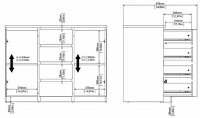Komoda Simplicity 121 x 50 x 91 cm, bílý lesk