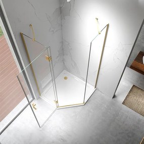 BPS-koupelny Pětiúhelníkový sprchový kout HYD-PK10 90x90 zlatá/transparent