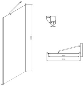 Gelco Boční stěna sprchová - sklo čiré š. 75 cm, v. 190 cm, GO3575