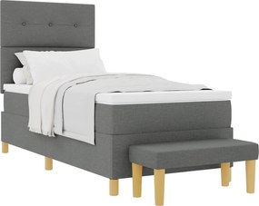 Postel s boxspringem s čelo Tmavě šedá 190 x 90 cm textil 3344262