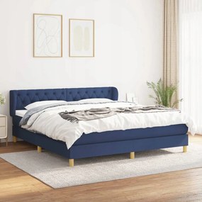 Box Spring Postel S Matrací Textil Modrá Prošívaný design 160 x 200 cm