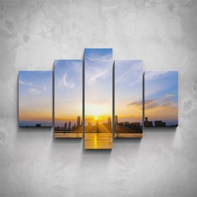 5-dílný obraz - Východ slunce nad městem - PopyDesign