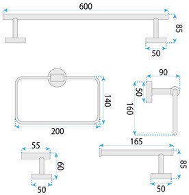 Sada 4 koupelnových doplňků REA Grid, zlatá