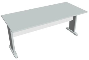 Stůl jednací rovný 180 cm - Hobis Cross CJ 1800 Dekor stolové desky: šedá, Dekor lamino podnože: bílá, Barva nohou: Stříbrná