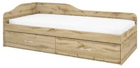Dřevěná postel Arkadia 90x200 cm, 2x zásuvka, dakota,bez matrace