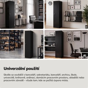 Skříň na spisy kartotéková na klíč černá, 450x1850x600 mm: ALEX D600