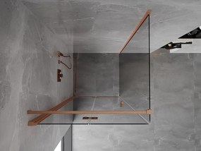 Mexen Mist-F T, 1-křídlý ​​skládací sprchový kout levý 85 x 85 cm, průhledný, broušená měď - 8A6T-085-085-65-00-L