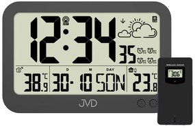 JVD Digitální černé rádiem řízené hodiny (budík) JVD RB3565.1 + teploměr