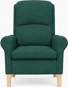 křeslo relaxační, odpočinkové, ušák, dřevo/textil, 101x95x75 cm, přírodní/tmavě zelená, Dekorino KR20260038