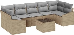 Set pohovek 8 ks Beige a šedá polyratan 3355309