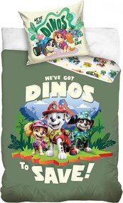 Bavlněné ložní povlečení Tlapková patrola – Paw Patrol - motiv Záchrana dinosaurů - 100% bavlna Renforcé - 70x90 cm + 140x200 cm