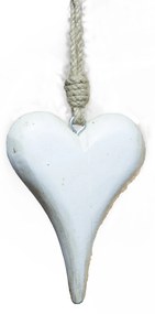 Závěsné dřevěné srdce Dost -bílé s patinou - 20 x 13 cm