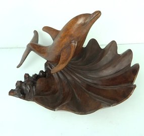 MIska dřevěná Delfín, hnědá, ruční práce, Indonésie