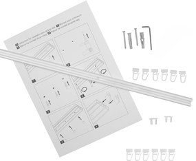 Dekodum Jednořadá hliníková stropní kolejnicová garnýž bílá kombinovaný 150 cm