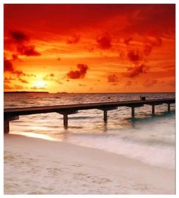 DIMEX | Vliesová fototapeta na zeď Molo při západu slunce MS-3-0191 | 225 x 250 cm | červená, oranžová, hnědá, bílá