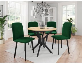 Rozkládací stůl Kirtore M 90 se 4 židlemi Lekoz, Barva dřeva: dub craft zlatý + černá, Potah: Amor Velvet 4302