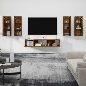 6dílný set TV skříněk kouřový dub kompozitní dřevo 3114347