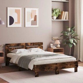 Rám postele s čelem a LED osvětlením kouřový dub 120 x 190 cm 3207578