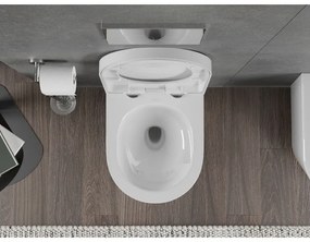 Mexen Rico, závěsná WC mísa 490x360x370 mm, Rimless Tornádo + WC sedátko z duroplastu, bílá lesklá, 30720200T
