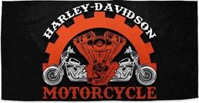 Sablio Ručník Harley-Davidson motor Černé pozadí - 50x100 cm