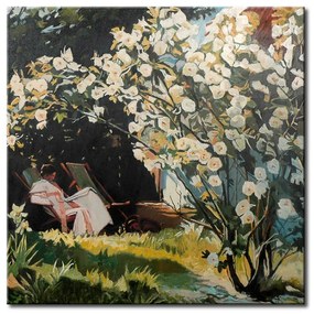 Obraz Marie Kroyer na lehátku (1-dílný) - inspirace ženou v květinách