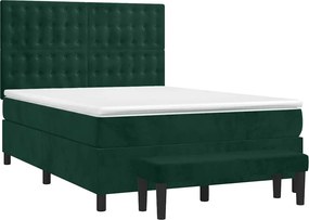 Box spring postel s matrací tmavě zelená 140x200 cm samet 3138088