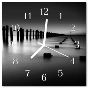 Skleněné hodiny čtvercové moře 30x30 cm
