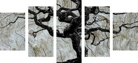 5-dílný obraz abstraktní strom na dřevě - 100x50 cm