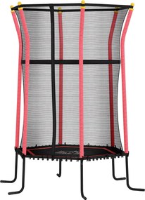 HOMCOM Dětský Trampolína Ø163,5 cm, Vnitřní Trampolína s Ochrannou Síťkou a Krytem přes Okraj, Dětská Trampolína do 50 kg, pro Děti 3-10 let Červená |