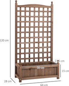 Outsunny vyvýšený záhonový truhlík s mříží pro popínavé rostliny ze dřeva 64x28x120cm ideální pro zahradu a balkon |