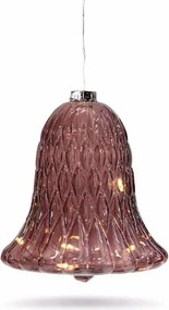 LED skleněný zvonek vínový Ø 9 × 10 cm, 5 diod, IP20 interiér, 1× AAA