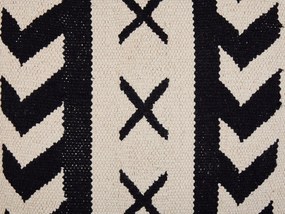 Bavlněný polštář s geometrickým vzorem a střapci 45 x 45 cm béžovo černý DEADNETTLE Beliani
