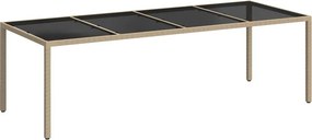 Zahradní stůl béžový 250 x 100 x 75 cm tvrzené sklo a polyratan 316728