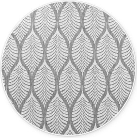NORTHRUGS, Kusový koberec Duet Liora 106246 White/Gray kruh - na ven i na doma, 160x160 (průměr) kruh, šedá, chodba / předsíň