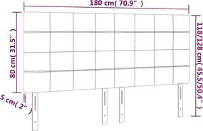 Čelo postele s LED tmavě šedé 180x5x118/128 cm samet 3122485