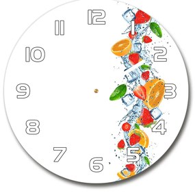 Wallmuralia Skleněné hodiny kulaté Ovoce s ledem fi 30 cm