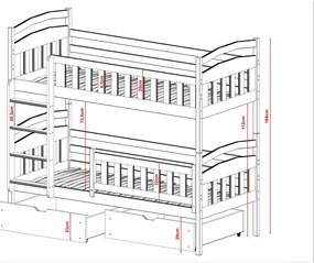 Legno Dětská patrová postel Irma šedá Rozměr (cm): 90x190