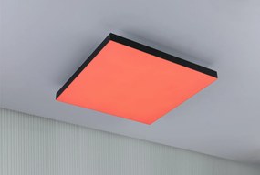 Paulmann 79908 Velora, černý subtilní stropní LED panel Rainbow dynamic RGBW, 19W LED 3000-6500K, 45x45cm, dálkové ovládání
