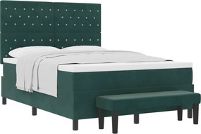Postel s boxspringem s čelo Tmavě zelená 200 x 140 cm samet 3344453