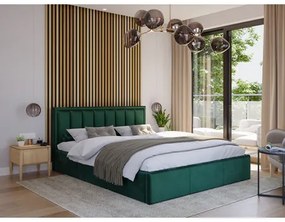 Čalouněná postel MOON rozměr 140x200 cm Tmavě zelená
