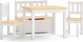 4dílná sada dětského stolu a židlí bílá a béžová MDF 10412