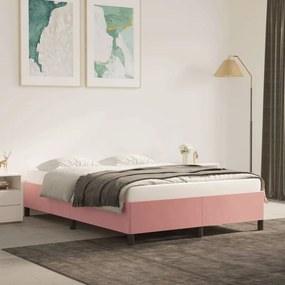 Rám postele růžový 140 x 190 cm samet,  347323