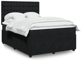 Box spring postel s matrací černá 140x200 cm samet 3294672