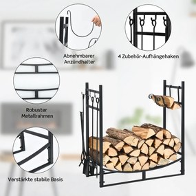 Costway Heavy Duty kovový stojan na palivové dříví a sada nářadí Držák