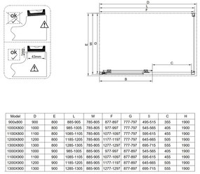 BPS-koupelny Obdélníkový sprchový kout SK-NOB  100x90 černý/transparent - bez vaničky